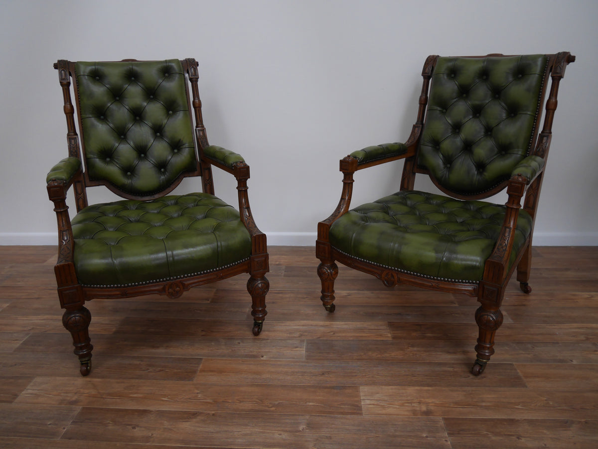 A pair of Victorian Library Chairs – BeechmountAntiques